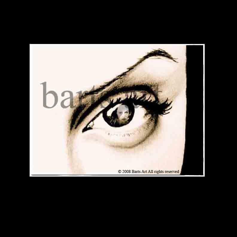 Barts Art pencil drawings Left Eye portrait within a drawing image